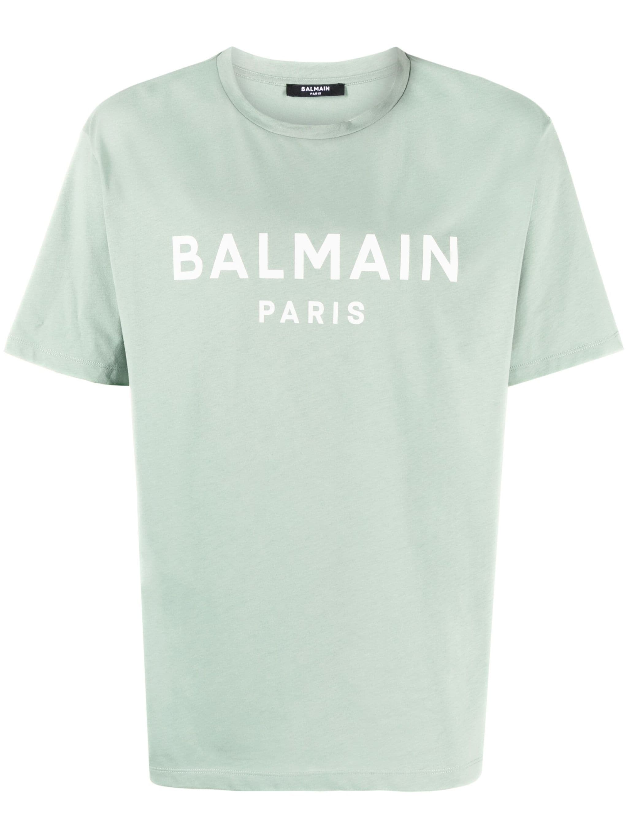 Balmain Paris Print Logo T-Shirt in Aqua Green – TheDesignerBox