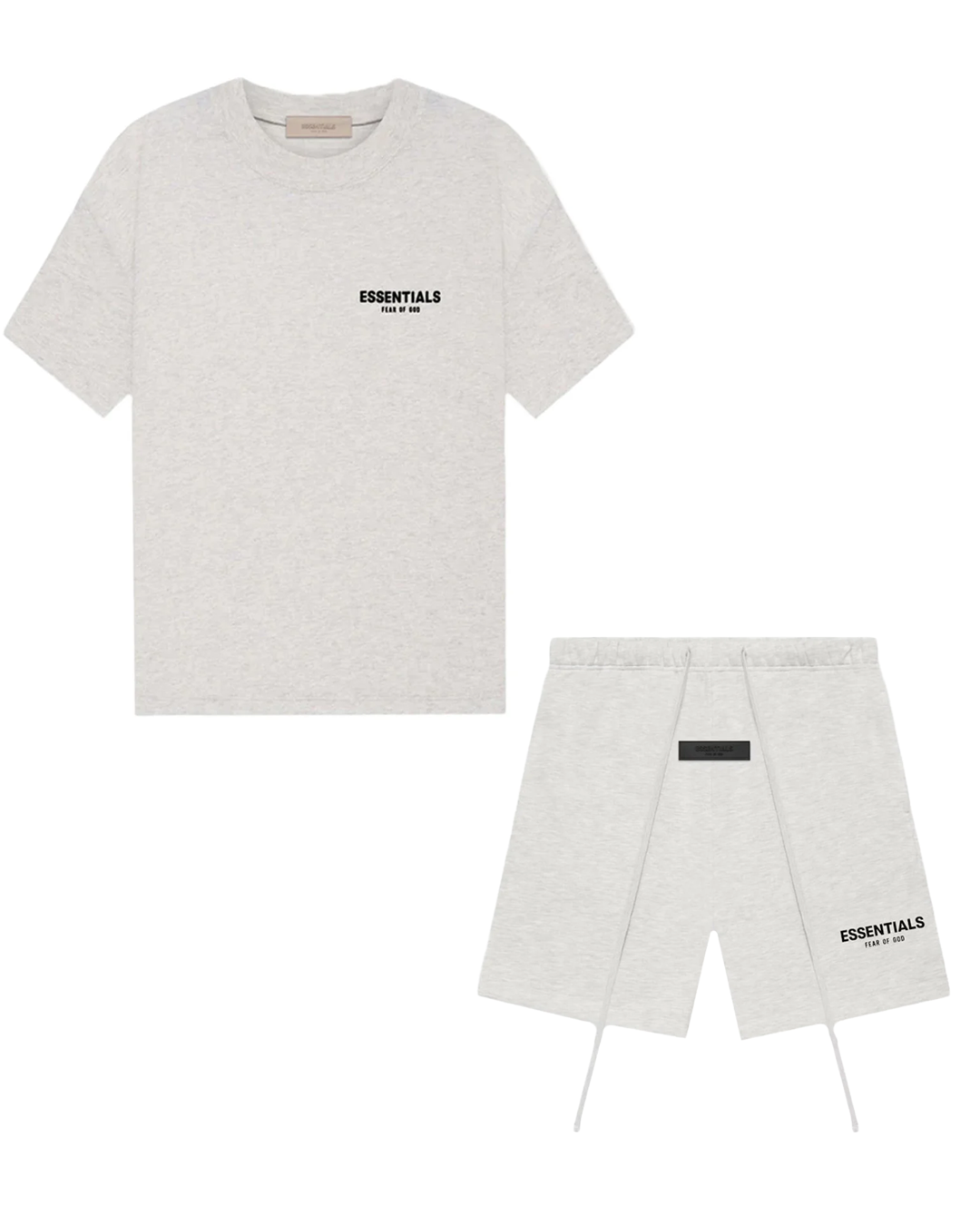 Fear of God Essentials T-Shirt & Shorts (SS22) Set in Light Oatmeal ...