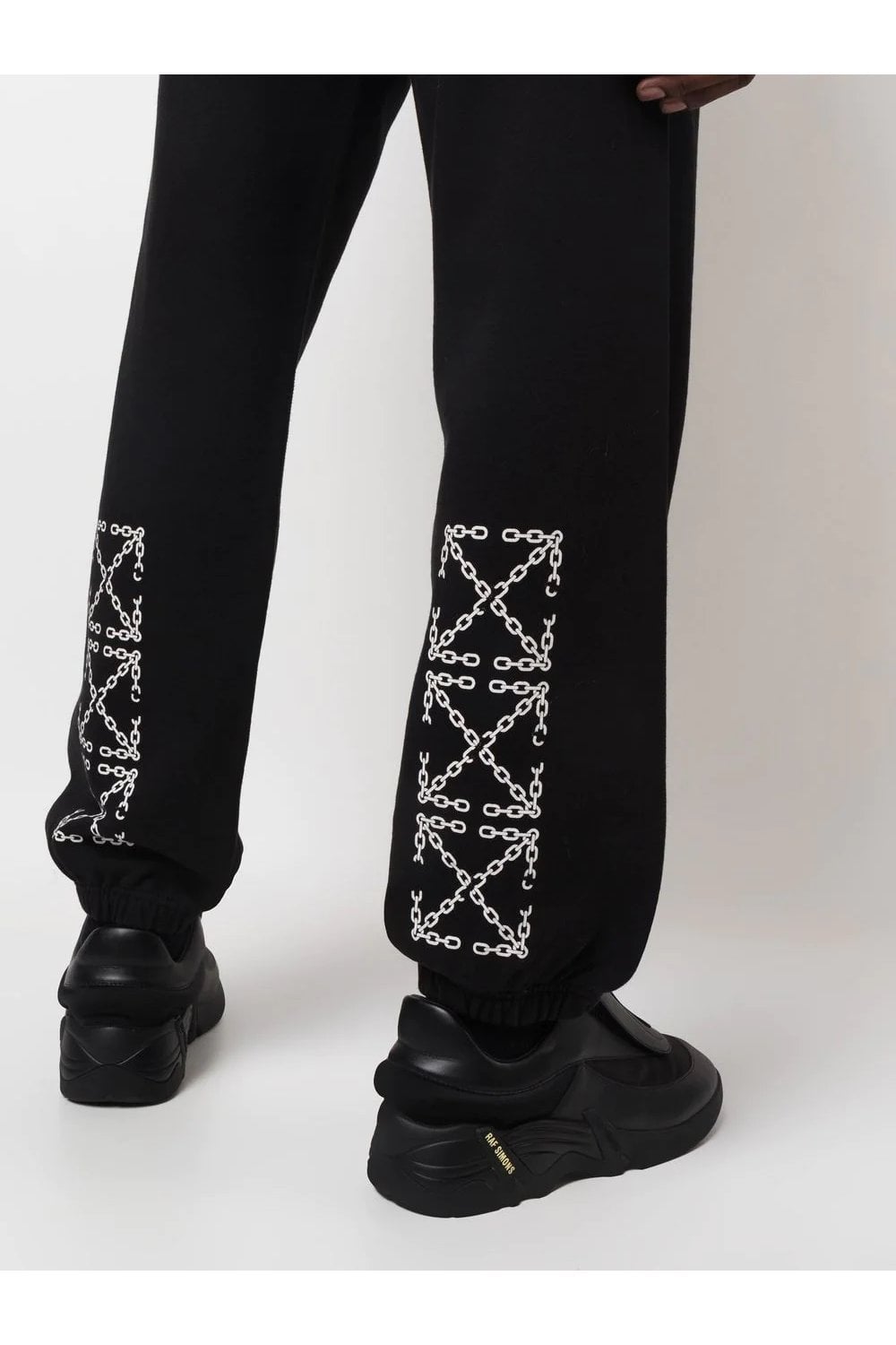 Off White Chain Arrows Printed Joggers in Black