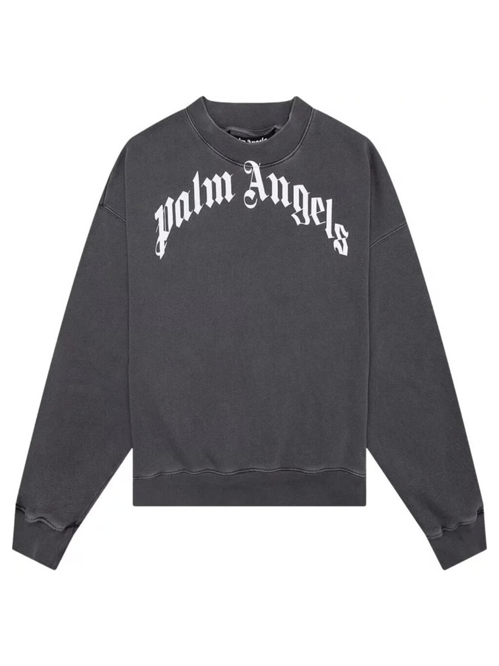 Palm Angels Curved Logo Washed Black Sweatshirt – TheDesignerBox