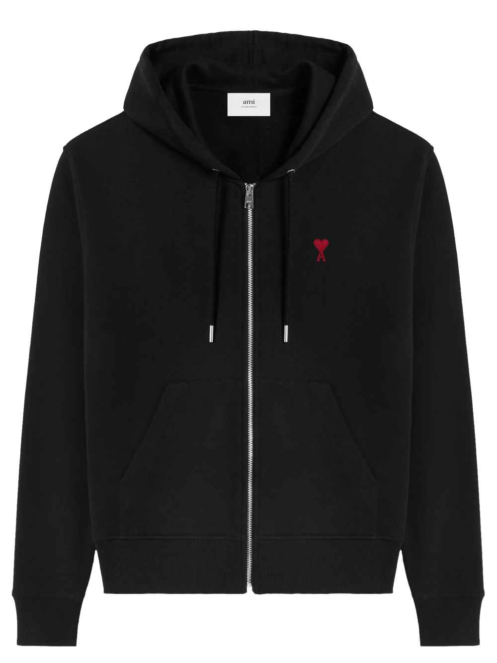 Ami Paris Ami De Coeur Zip-Up Hoodie in Black – TheDesignerBox